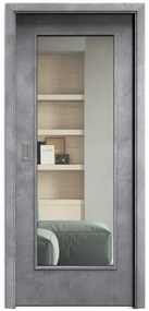 SAPELI ELEGANT KOMFORT M40 - CPL LAMINÁT - POSUVNÉ DVEŘE VČ. ZÁRUBNĚ - Beton šedý Průchozí šířka (cm): 120, Průchozí výška (cm): 210, Typ skla: Čiré sklo