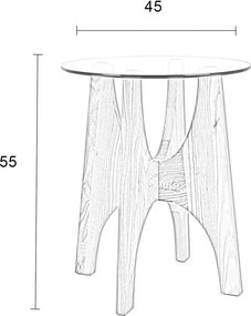 Kulatý odkládací stolek se skleněnou deskou ø 45 cm Kobe – Zuiver
