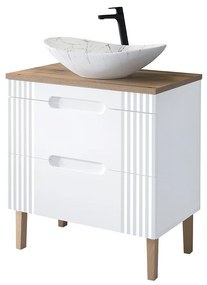 Koupelnová skříňka s umyvadlem a deskou FIJI White DU80/1 | 80 cm
