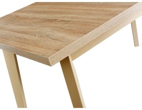 Stůl se 6 židlemi - AL43, Barva dřeva: dub artisan - L, Potah: Hygge D91, Barvy nožiček: Bíla