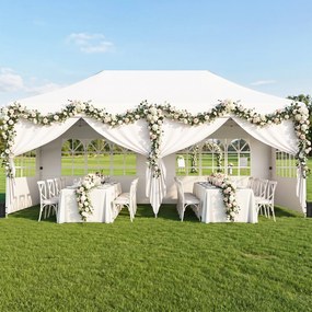 Costway Skládací pavilon s 4 bočními stěnami, výškově stavitelný zahradní altán