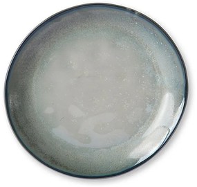 Tyrkysovo šedý ručně tvarovaný dezertní talíř Home Chef - 20*19*2,3cm