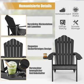 Costway Zahradní židle Adirondack Chair s držákem na pohár, černý