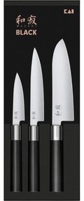 Kai Sada 3 nožů Wasabi Black – univerzální malý, univerzální velký a santoku