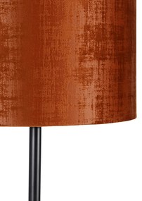 Stojací lampa černá velurová odstín oranžová 40 cm - Simplo