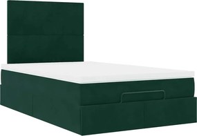 Osmanský rám postele s matracemi tmavě zelené 120x190 cm samet 3314237