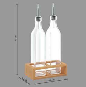 Lahve na olej a ocet v bambusovém stojanu GUSTO, 2x 480 ml