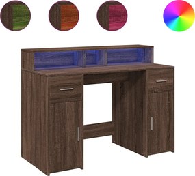 vidaXL Psací stůl s LED světly 120 x 55 x 91 cm kompozitní dřevo [3309418] Barva: dub sonoma