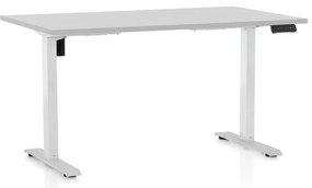 Výškově nastavitelný stůl OfficeTech B, 120 x 80 cm, bílá podnož, světle šedá