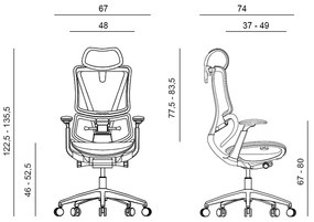 Kancelářská ergonomická židle KLEM — síťovina, tmavě šedá antracit Antares