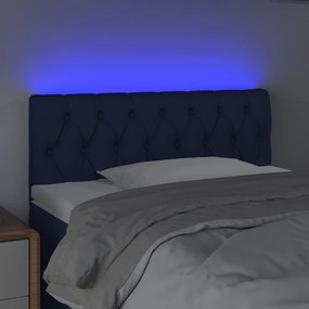 Čelo postele s LED modré 90 x 7 x 78/88 cm textil 3121936