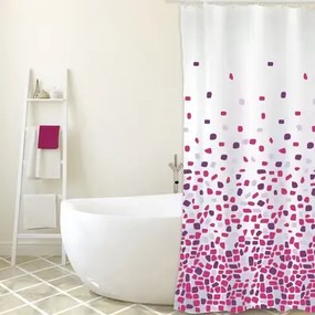 MSV MALTA sprchový závěs motiv růžový bílý / 180 x 200 cm / polyester