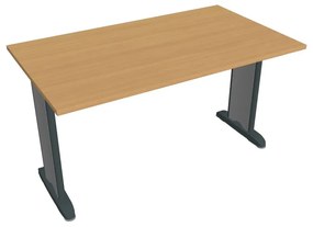 Stůl jednací rovný 140 cm - Hobis Flex FJ 1400 Dekor stolové desky: buk, Barva nohou: černá
