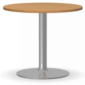 Konferenční stolek ZEUS II, průměr 600 mm, chromovaná podnož, deska buk