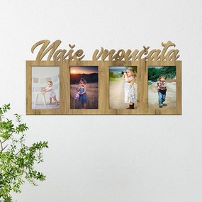 dřevo života Dřevěný fotorámeček Naše vnoučata Zvolte barvu dekoru: Dub zlatý, Zvolte velikost fotografie (cm): 13x18, Počet fotorámečků: 4