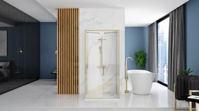 Rea Rapid Slide, 3-stěnný sprchový kout s posuvnými dveřmi 120(dveře) x 80(stěna) x 195 cm, 6mm čiré sklo, zlatý matný profil, KPL-04713