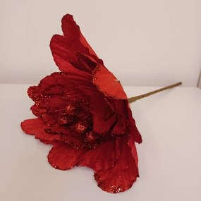 Dekorace umělý květ, 47 cm, červená