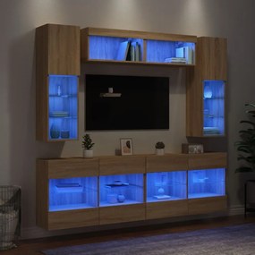 6dílná obývací stěna s LED osvětlením dub sonoma 3216799