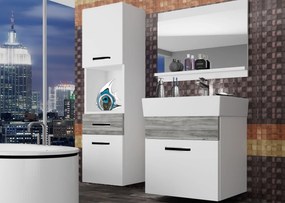 Koupelnový nábytek Belini bílý mat / šedý antracit Glamour Wood + umyvadlo + zrcadlo  KOR M 3/1/W/WGW1/0/ZW