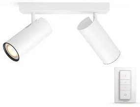 Hue White Ambiance Bodové svítidlo Philips Buratto 50462/31/P7 GU10 2x5.5W + Dimmer Switch