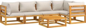 vidaXL 6dílná zahradní sedací souprava podušky masivní dřevo [3155301] Barva polštáře: Taupe