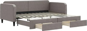 Válenda s přistýlkou a zásuvkami taupe 90 x 200 cm textil 3196855