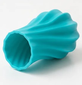 váza, styl moderní, plast, 16x9x9 cm, tyrkysová, Dekorino VD0260013