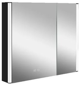 kielle Arkas I - Zrcadlová skříňka s LED osvětlením, vyhříváním a USB portem, 80x70x13 cm, matná černá 50111814