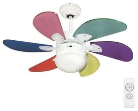 Eurolamp Stropní ventilátor 1xE27/70W/230V pr. 90 cm pestrobarevná + dálkové ovládání 147-29016