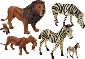 LEAN Toys Sada figurek Afrika – Divoká zvířata – Rodina lvů – Zebry