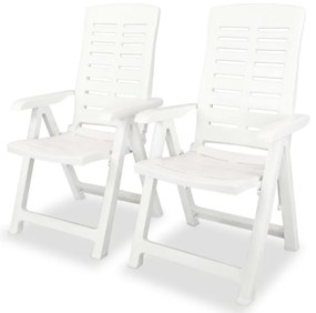 Polohovatelné zahradní židle 2 ks plastové bílé,  43895 HangarStore.cz