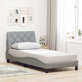 Rám postele bez matrace světle šedý 90 x 200 cm textil 3310573