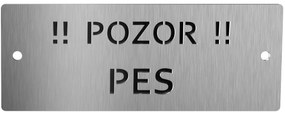 Cedule pozor pes nerez - černý podklad Provedení: Otvory pro uchycení, Velikost (šířka): 15 cm