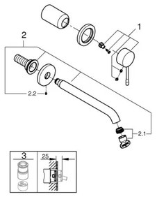 GROHE 19967GL1 - Dvouotvorová umyvadlová baterie ESSENCE 230 mm zlatá