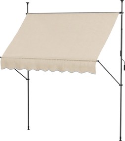 Outsunny Volně stojící ručně ovládaná zatahovací markýza 2,5L x 1,2W x 2,1-3H m s nastavitelným sklonem pro balkon bez vrtání děr - Hliník, kov, polye