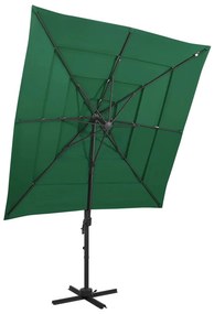 4stupňový zahradní slunečník hliníková tyč zelený 250 x 250 cm 313821