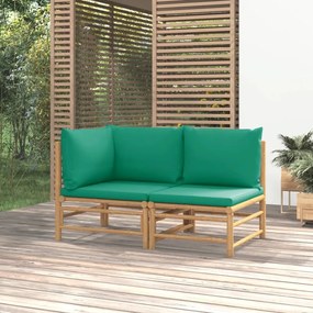 vidaXL 2dílná zahradní sedací souprava se mi poduškami bambus [362276] Barva: Zelená