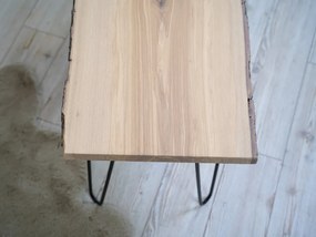 Jasanový konferenční stolek z přírodní masivní fošny 35-40x70-80 cm + Hairpin nohy Dle výběru