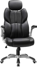 Ergonomická otočná židle, kancelářská židle se skládacími rameny, černá