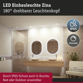 P 92411 LED vestavné svítidlo Zina IP65 5W / 8W 230V stmívatelné 2700 - 4000K bílá mat - PAULMANN