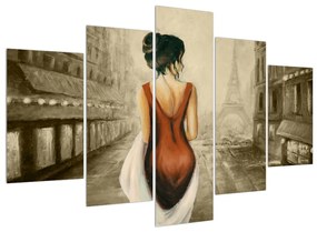 Obraz ženy a Eiffelovy věže (150x105 cm)