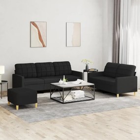 3dílná sedací souprava s poduškami černá textil 3201318