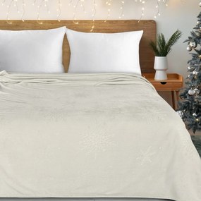EUROFIRANY VÁNOČNÍ FLANELOVÁ DEKA SNOW GOLD 150X200 CM VZOROVANÁ