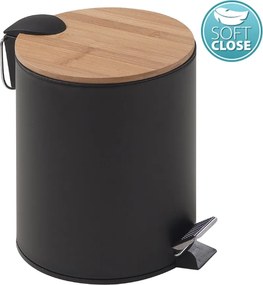 Gedy Gedy, KENTA odpadkový koš 5l, Soft Close, černá mat/bambus, 1409