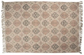 Béžový bavlněný koberec ve vintage stylu s ornamenty - 140*200 cm