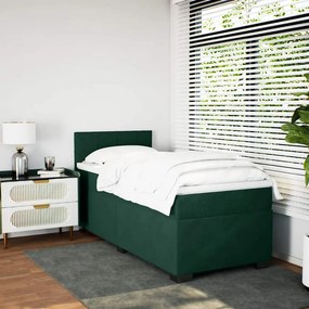 Box spring postel s matrací tmavě zelená 90x200 cm samet 3288525