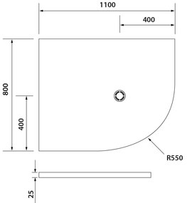 Polysan FLEXIA vanička z litého mramoru čtvrtkruh, s možností úpravy rozměru, 110x80cm, R550, levá - 91261