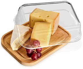 Skleněná dóza na sýr, bambusové dno, vzduchotěsná, neovlivňuje chuť, vhodná do myčky