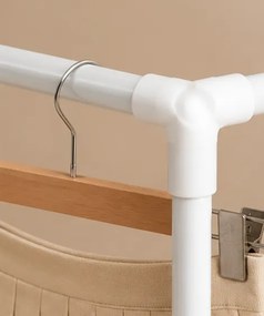věšák, šestihranný, otočný, kolečka, kov/plast, 120x71x71 cm, bílá, Dekorino TK20260013