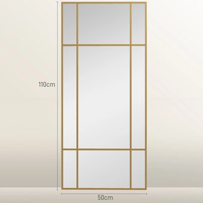 Zrcadlo HOMCOM 110 x 50 cm Dekorativní zrcadlo s kovovým rámem, obdélníkové zrcadlo do ložnice, koupelny